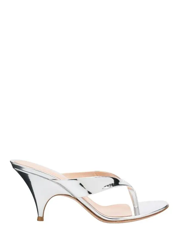 GIANVITO ROSSI 70mm Metallic Leather Thong Sandals - Silver