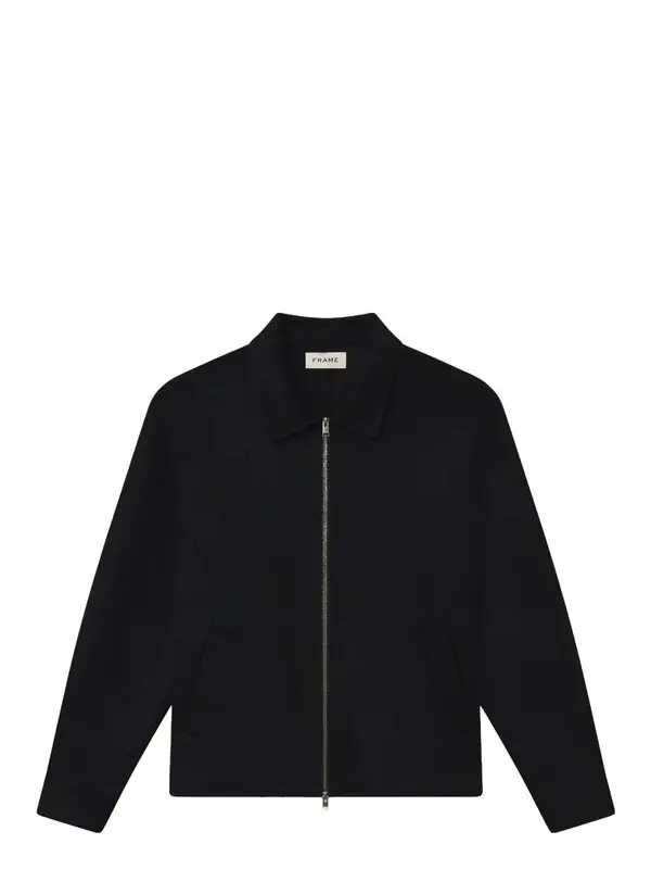 FRAME Double-faced Wool Full-zip Overshirt - Black