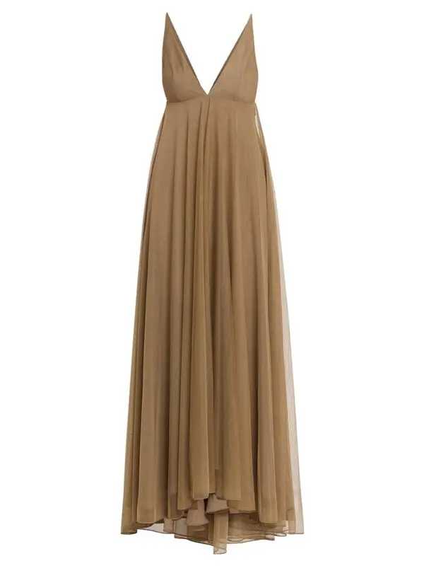 Ronny Kobo Chrissina Plunging Tulle Gown - Elm