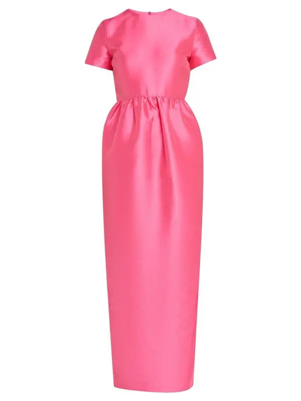 Bernadette Lexi Floral Satin Empire-waist Column Maxi Dress - Fuchsia