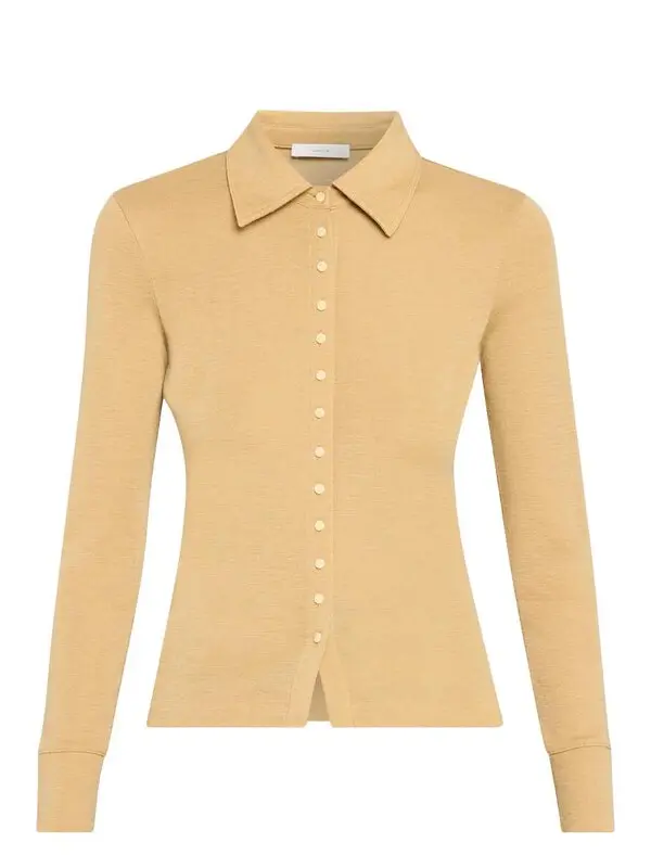 Vince Multi-button Collared Cardigan Top - Oak Buff