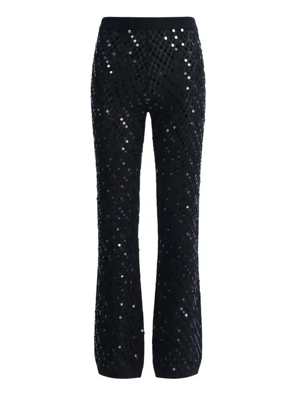 Diane Von Furstenberg Perry Pointelle Knit Paillette Pants - Black