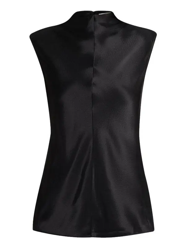 FFORME Rhea Sleeveless Hammered Satin Top - Black