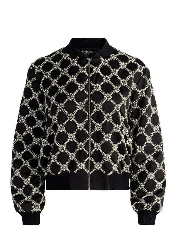 Alice + Olivia Willie Embellished Bomber Jacket - Black/silver