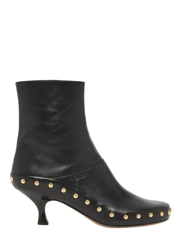 Chloé Junie Studded Leather Ankle Boots - Black
