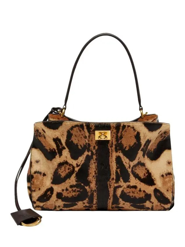 Balenciaga Rodeo Small Animal-print Calf Hair Top-handle Bag - Leopard