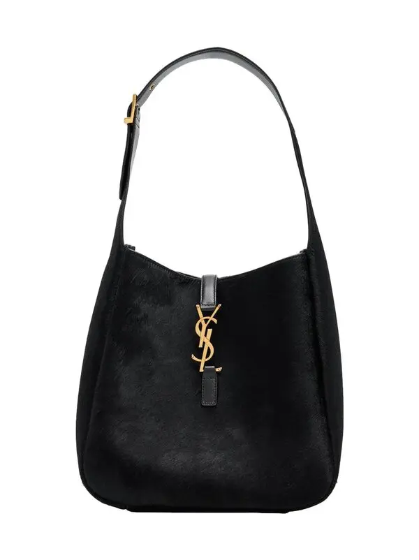 Saint Laurent Le 5 A 7 Small Shoulder Bag In Trimmed Calf Hair - Nero