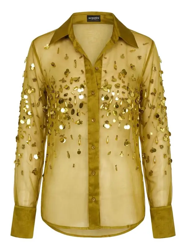 Retrofete Quilly Embroidered Blouse - Basil