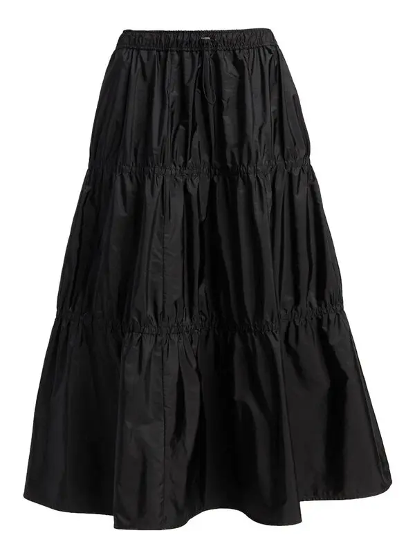 Moncler Tiered Nylon Midi Skirt - Black