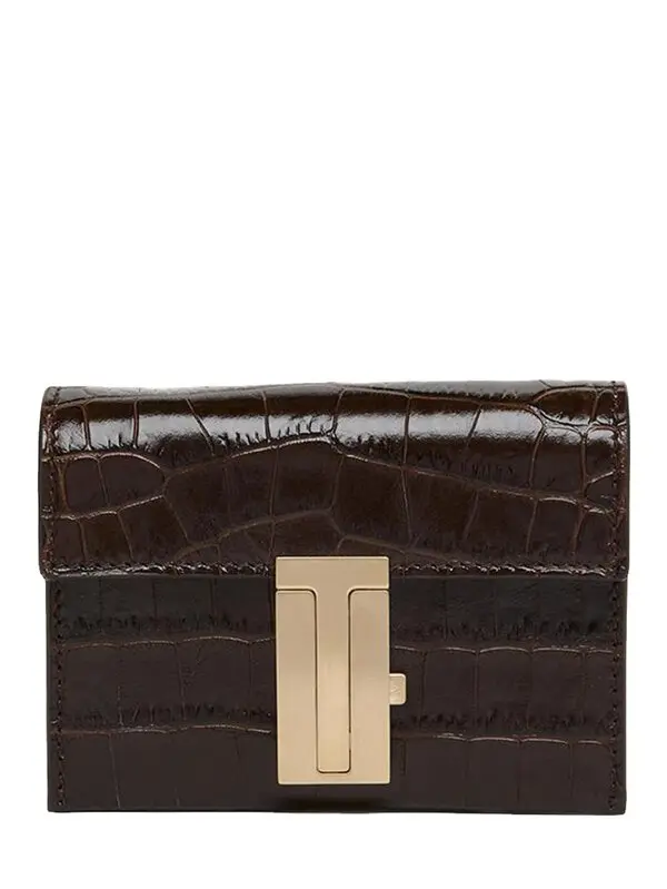 TOM FORD Mia Croc-embossed Leather Crossbody Card Holder - Black