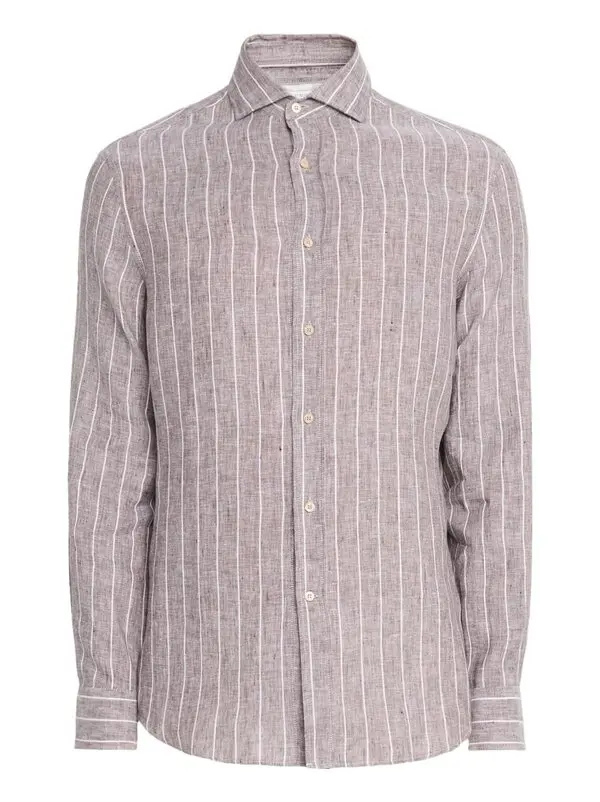 Brunello Cucinelli Pinstripe Linen Button-down Shirt - Light