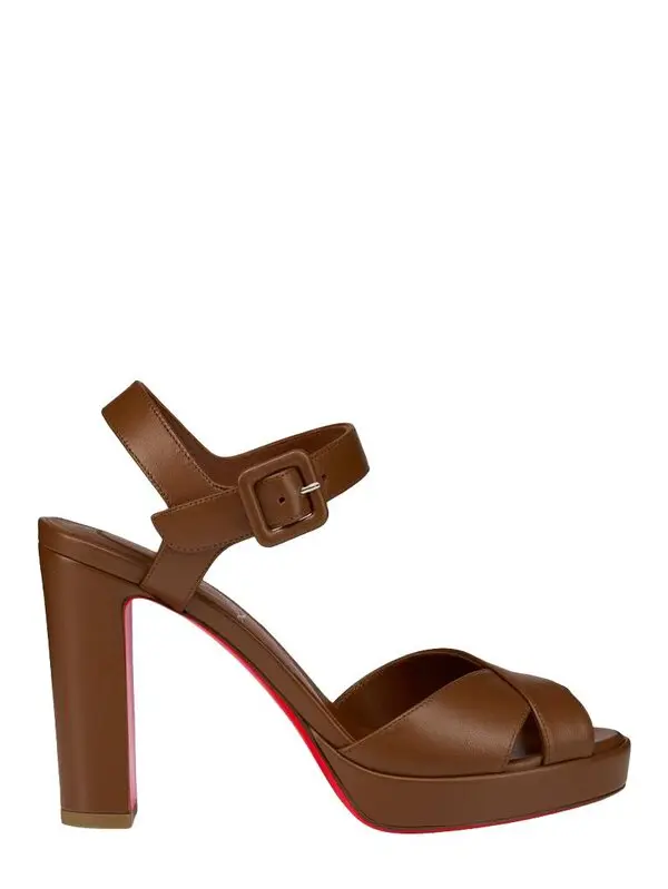 CHRISTIAN LOUBOUTIN 100mm Cora Leather Sandals - Cuoio