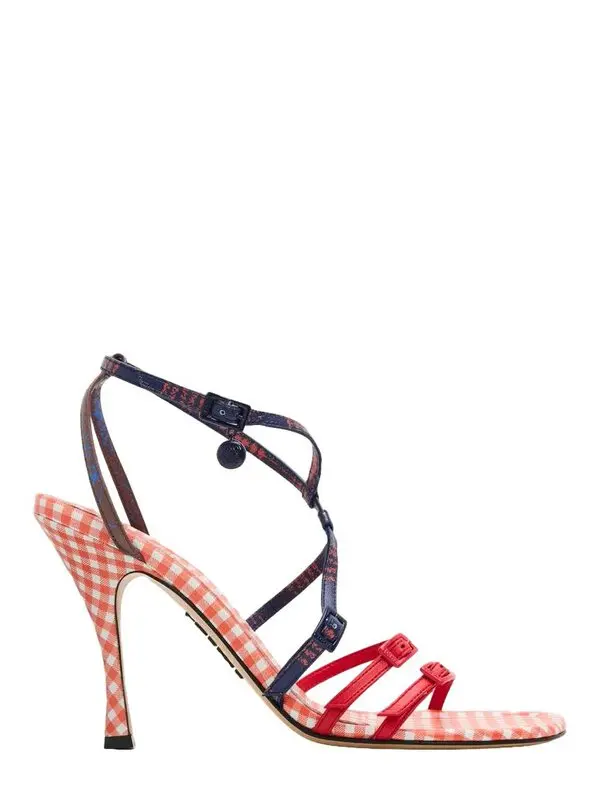Loewe 90mm Comic Gingham Strappy Sandals - Multi