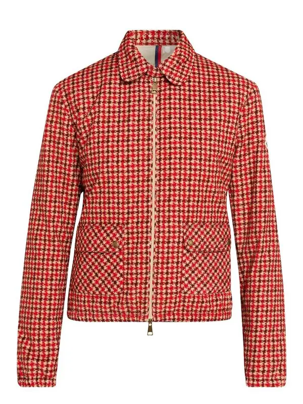 Moncler Lanset Packable Short Down Shirt Jacket - Check Print