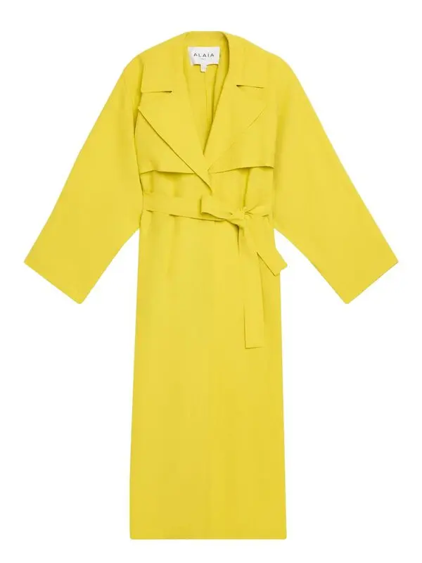 Alaïa Paper Belted Midi Trench Coat - Lime