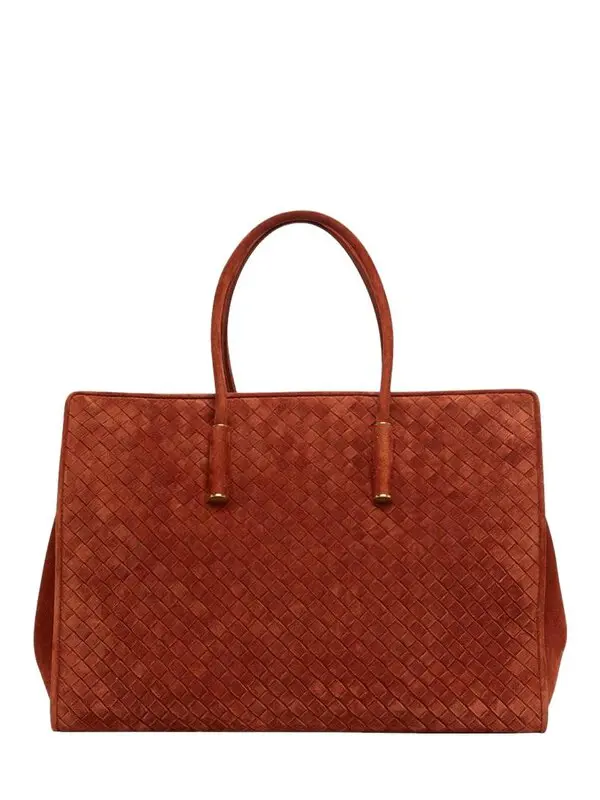 Bottega Veneta Barbara Medium Suede Tote Bag - Rust