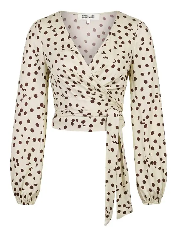 Diane Von Furstenberg Phoebe Polka-dot Animal-pattern Wrap Top - Polka Dot