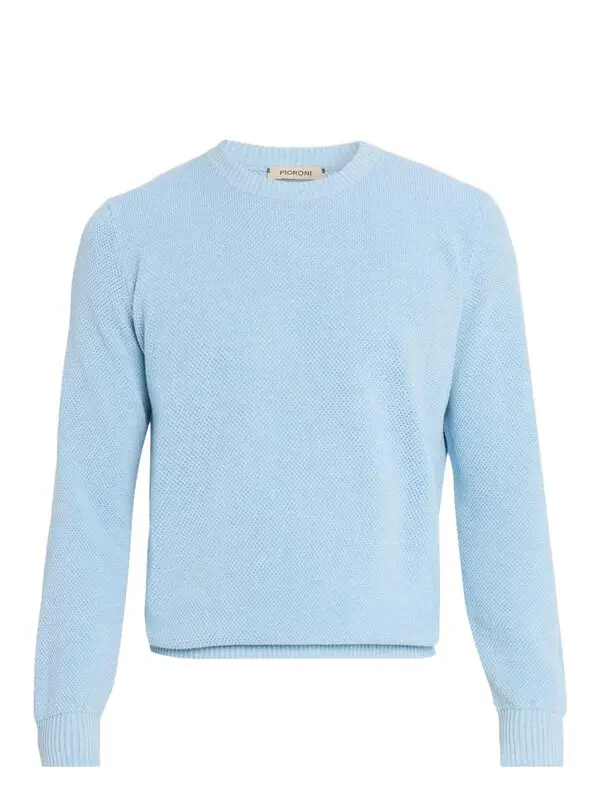 Fioroni Diamond-knit Silk/cotton Crewneck Sweater - Blue