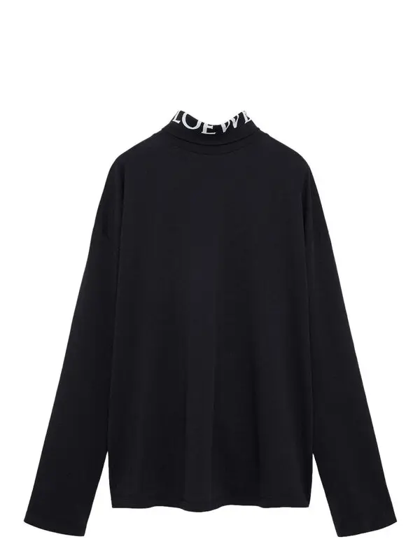 Loewe Stretch Cotton Logo Turtleneck Sweater - Black