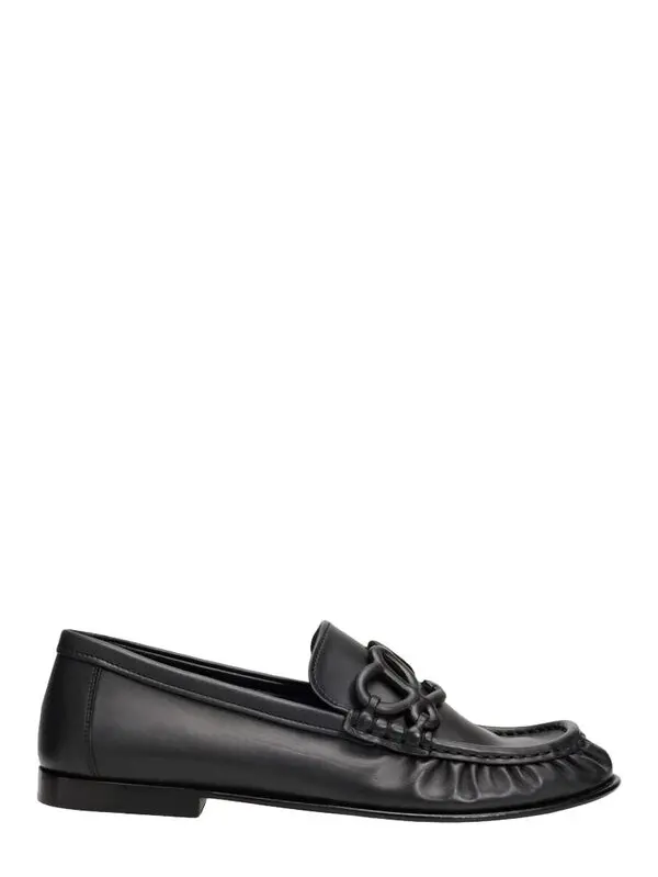Loewe Double L Leather Loafers - Black