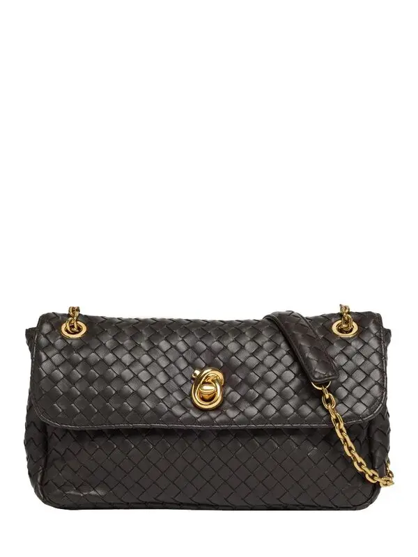 Bottega Veneta Madison Intrecciato Leather Shoulder Bag - Espresso