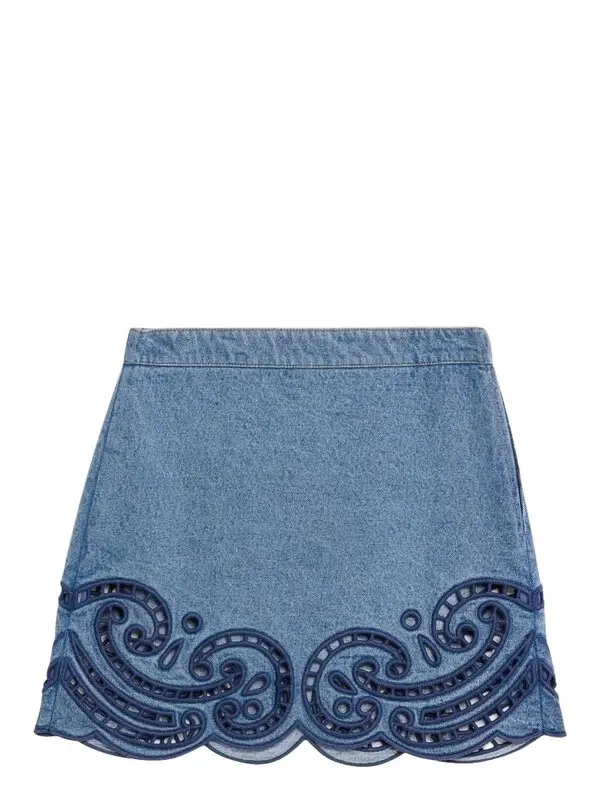 Ulla Johnson Cadiz Embroidered Denim Mini Skirt - River