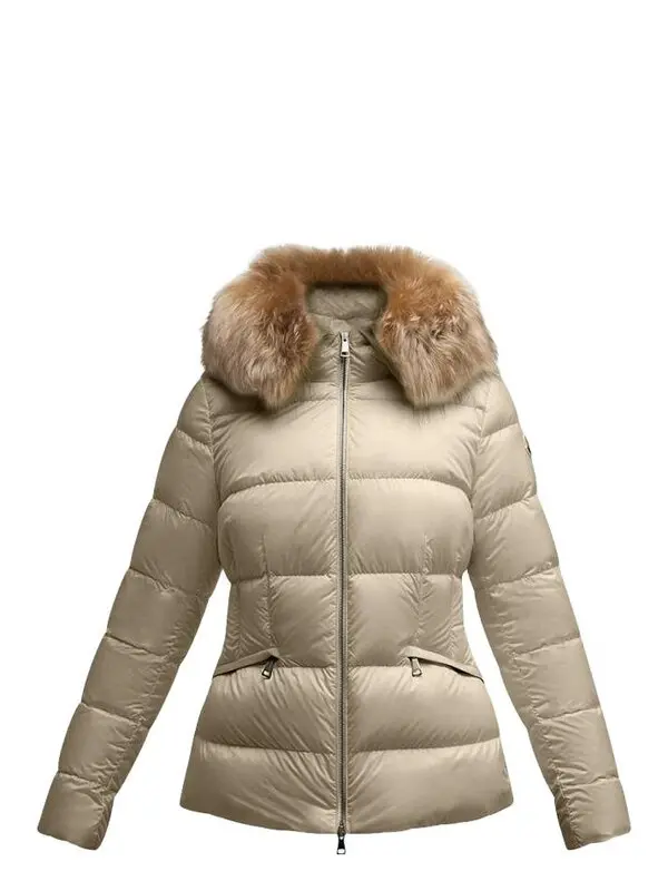 Moncler Boed Hooded Shearling-trimmed Short Down Jacket - Brown