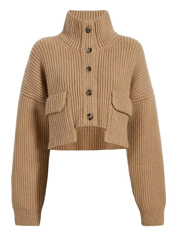 Khaite Eita Ribbed Cashmere Cardigan - Biscotti
