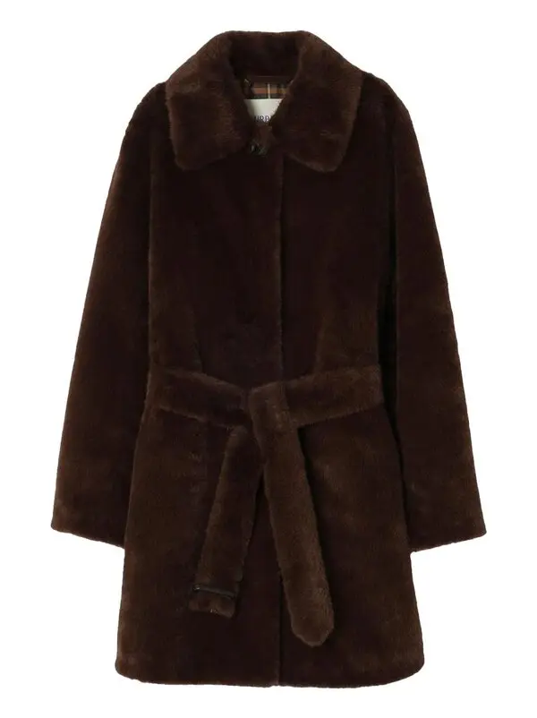 Burberry Belvedere Faux Fur Car Coat - Chocolate