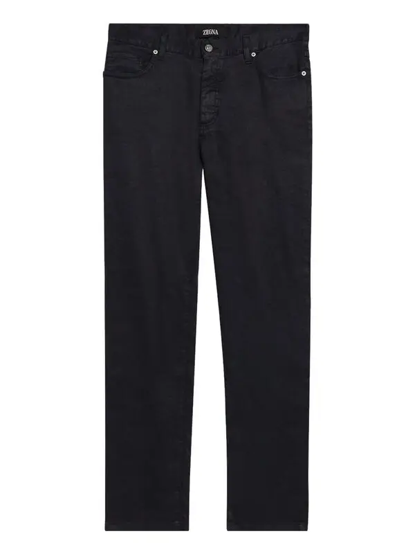 Zegna Stretch Straight Leg Five-pocket Pants - Navy
