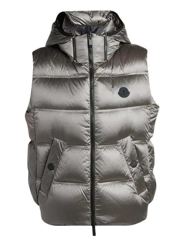 Moncler Fluidite Zip-front Down Vest - Dark Grey