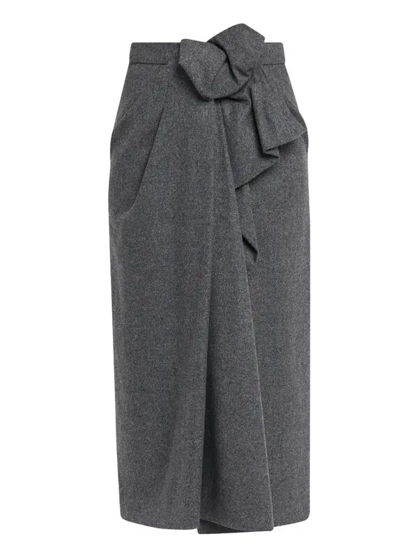 Michael Kors Origami Draped Wool Midi Skirt - Graphite Multi