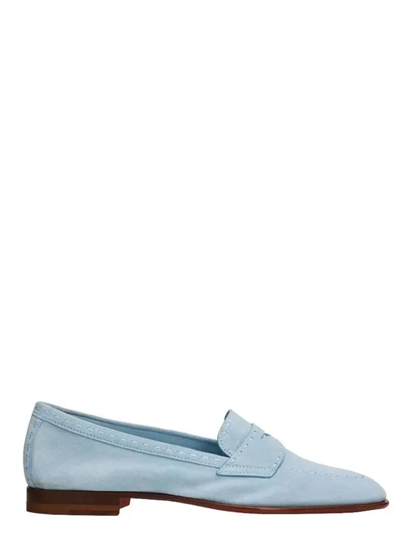 Santoni Suede Penny Loafers - Light Blue