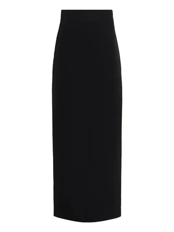 THE ROW Iphora Wool Crepe Slit Midi Skirt - Black