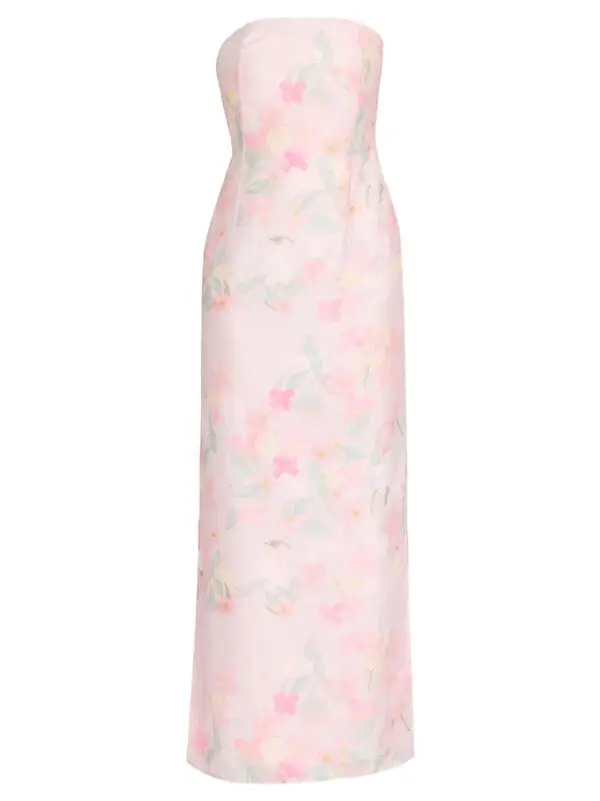 Bernadette Elora Strapless Floral Linen Maxi Dress - Clematis Multi