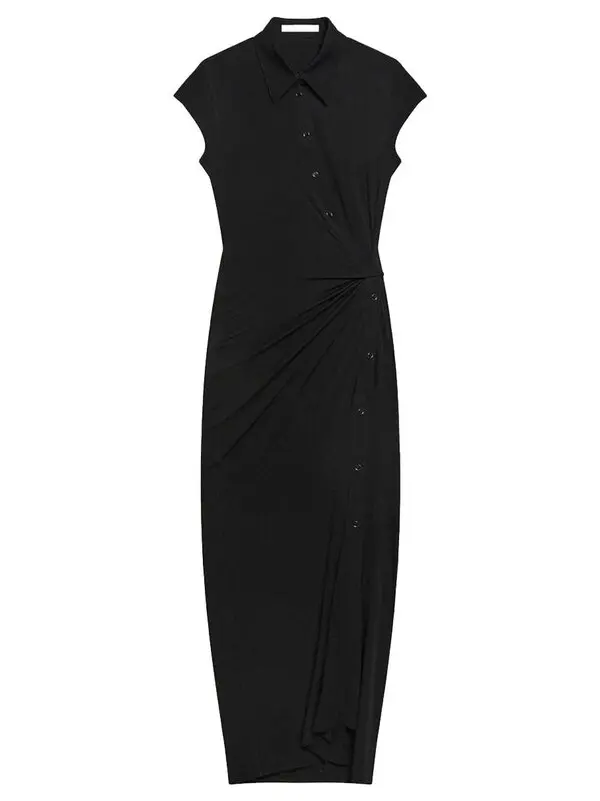Helmut Lang Short-sleeve Twist Jersey Midi Dress - Black
