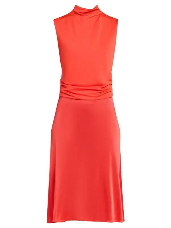 Giorgio Armani Sleeveless Mock-neck Stretch Viscose Dress - Geranium