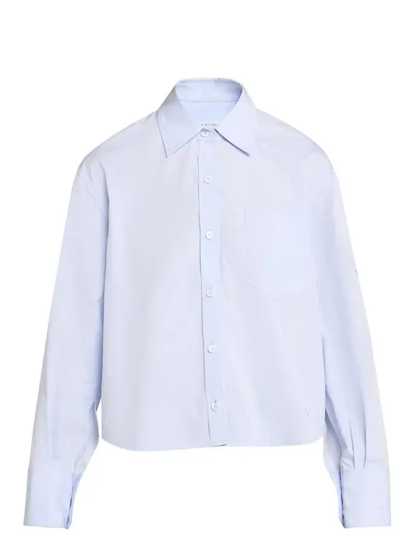 Maria Mcmanus Organic Cotton Cropped Button-down Shirt - Sky Blue
