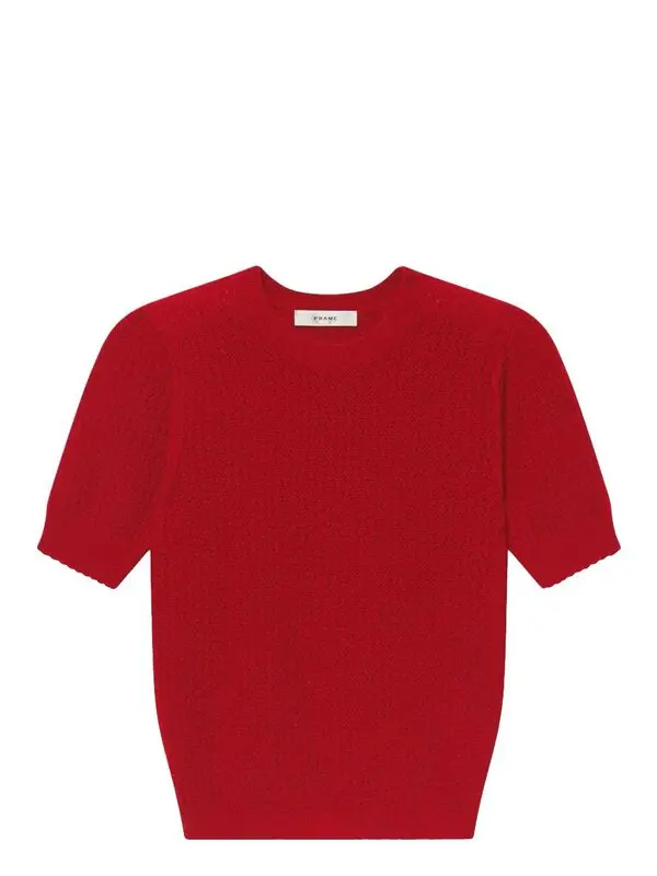 FRAME The Gathered Honeycomb Cashmere Sweater - Paprika