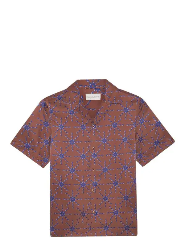 Frescobol Carioca Silk Sol-printed Short-sleeve Camp Shirt - Brown