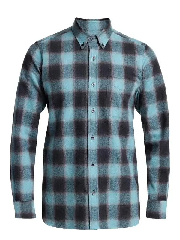 TOM FORD Brushed Flannel Check Button-down Shirt - Grey Multi