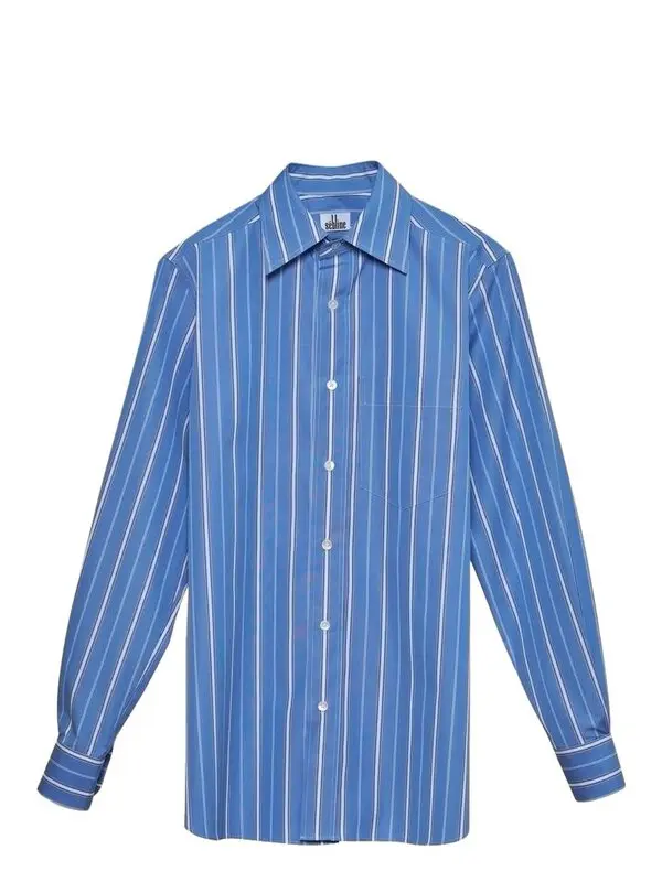 SEBLINE Cotton Poplin New Work Button-down Shirt - Paris Stripe