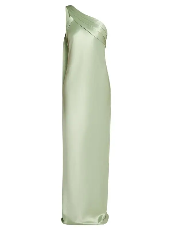 Retrofete Sirocco Asymmetric Satin Maxi Dress - Matcha