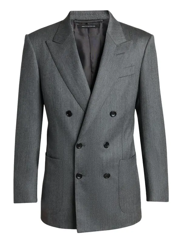 TOM FORD Atticus Wool Melange Double-breasted Sport Coat - Grey