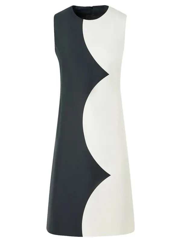 Akris Colorblock Silk Sleeveless Sheath Dress - Black/ecru