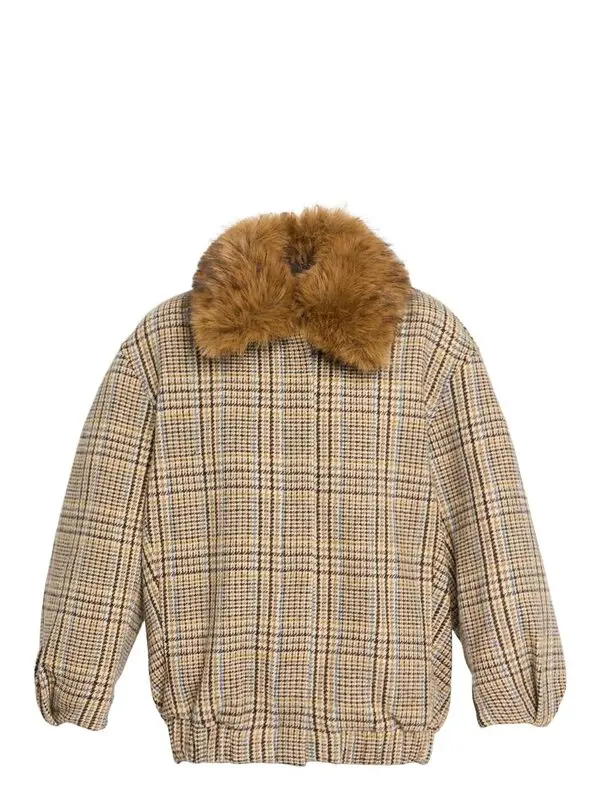 Ronny Kobo Savannah Tweed Faux Fur Collar Jacket - Multi