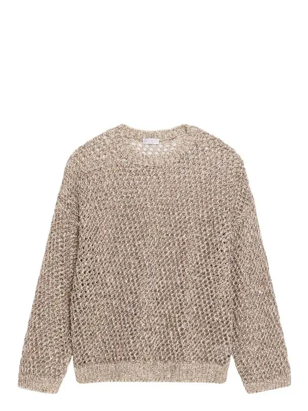 Brunello Cucinelli Net Silk-blend Crewneck Sweater - Stone