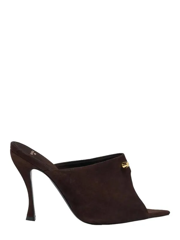 Balenciaga 95mm Suede Peep-toe Mules - Brown