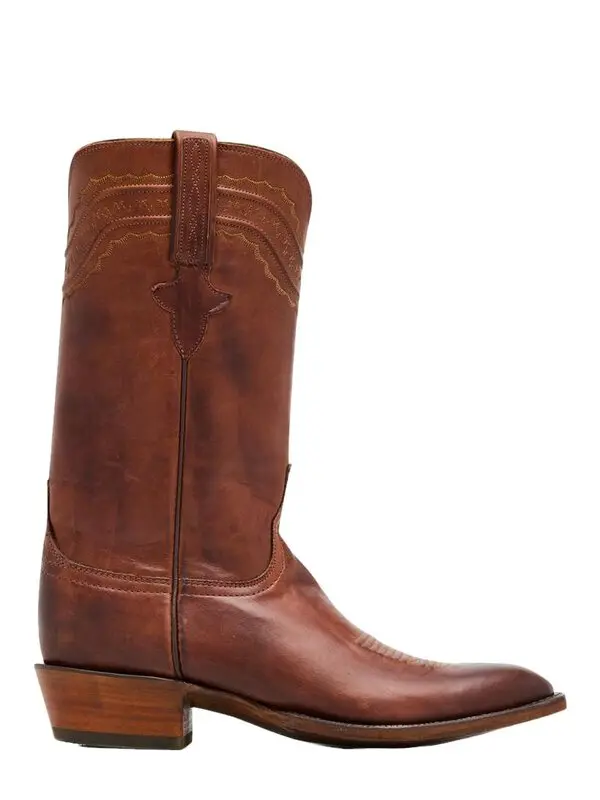 Lucchese Devin Burnished Leather Cowboy Boots - Tan