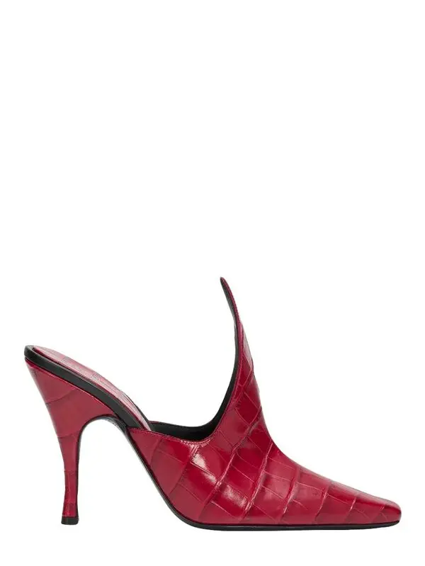 Alaïa 100mm Court Croc-embossed Leather Mules - Cerise